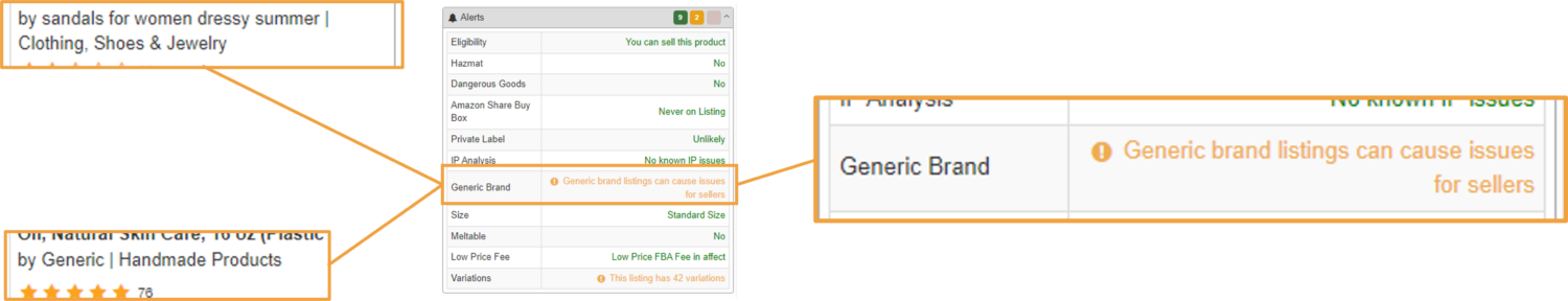 Alert for Generic or Unknown Brands | SellerAmp